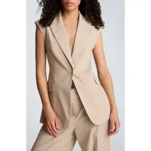 KENNETH COLE Open Back Sleeveless Vest - Tless Taupe/pure White