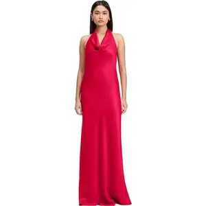 GHOST LONDON Elara Cowl Front Maxi Dress - Raspberry