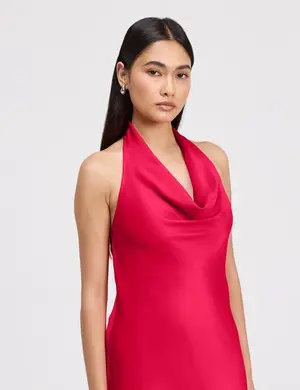 GHOST LONDON Elara Cowl Front Maxi Dress - Raspberry
