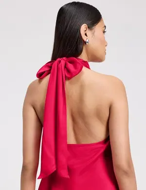 GHOST LONDON Elara Cowl Front Maxi Dress - Raspberry