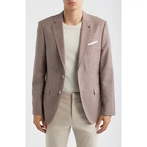 BOSS Hutson Slim-Fit Virgin Wool Sport Coat Open Red