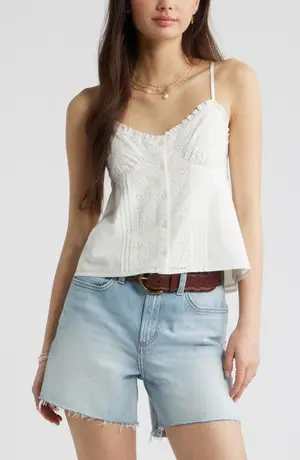 Bp. Cotton Eyelet Pintuck Camisole - Ivory
