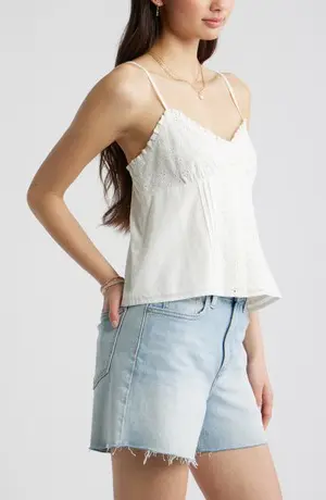 Bp. Cotton Eyelet Pintuck Camisole - Ivory