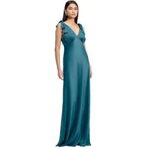 GHOST LONDON Nora Tie Shoulder Satin Maxi Dress - Emerald