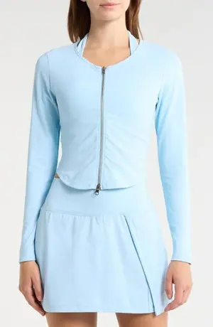 Year Of Ours Crop Zip Cardigan - Sky