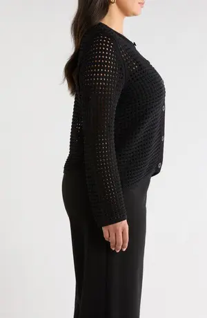 Nordstrom Open Stitch Cardigan - Black