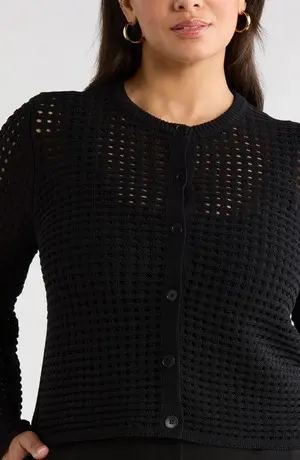 Nordstrom Open Stitch Cardigan - Black
