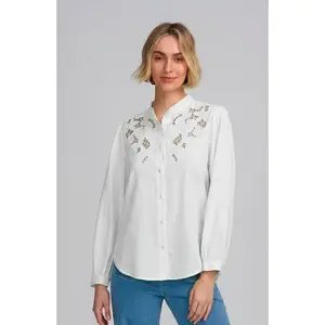 ELLE COLLECTION Lace Yoke Shirt - Ivory