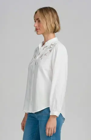 ELLE COLLECTION Lace Yoke Shirt - Ivory