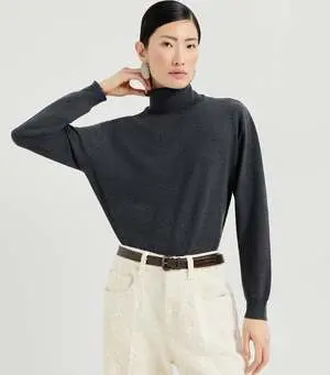 Brunello Cucinelli Cashmere Monili-trim Rollneck Sweater - Black