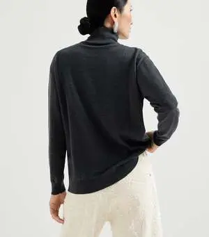 Brunello Cucinelli Cashmere Monili-trim Rollneck Sweater - Black