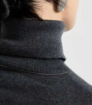 Brunello Cucinelli Cashmere Monili-trim Rollneck Sweater - Black
