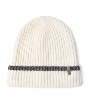 Brunello Cucinelli Cashmere Beanie With Monili Detailing - White