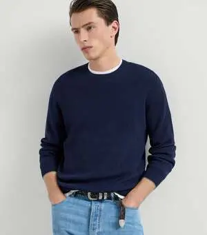 Brunello Cucinelli Cashmere Ribbed Crewneck Sweater - Blue