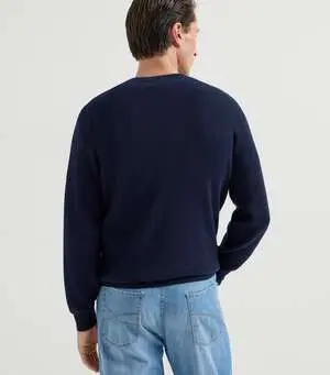 Brunello Cucinelli Cashmere Ribbed Crewneck Sweater - Blue