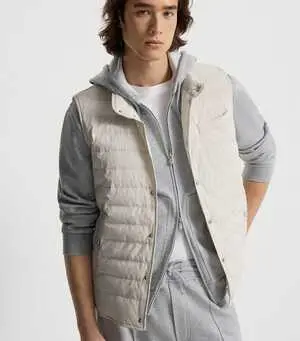 Brunello Cucinelli Bonded Taffeta Down Gilet - Beige