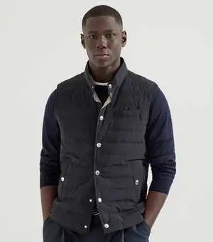 Brunello Cucinelli Bonded Taffeta Down Gilet - Blue