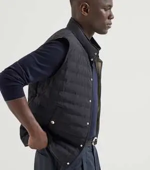 Brunello Cucinelli Bonded Taffeta Down Gilet - Blue