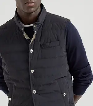 Brunello Cucinelli Bonded Taffeta Down Gilet - Blue