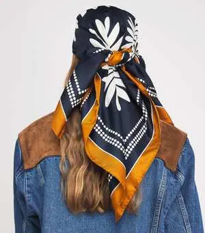 Sandro Silk Floral Print Scarf - Blue