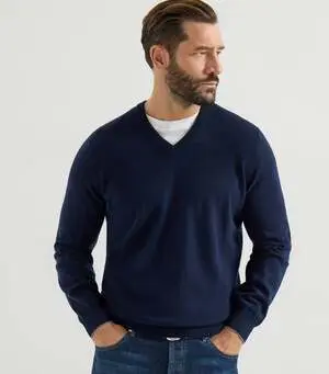 Brunello Cucinelli Cashmere V-neck Sweater - Blue