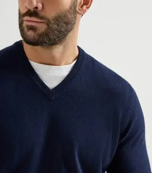 Brunello Cucinelli Cashmere V-neck Sweater - Blue