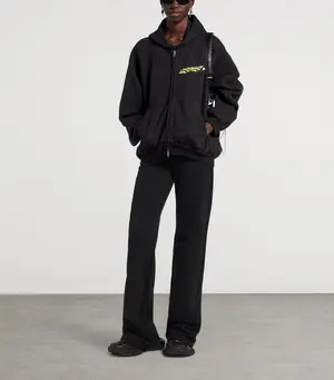 Balenciaga Cotton Spray Logo Zip-up Hoodie