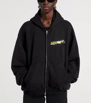 Balenciaga Cotton Spray Logo Zip-up Hoodie