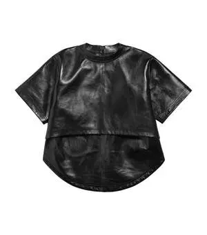 Balenciaga Leather Train-detail Crop Top