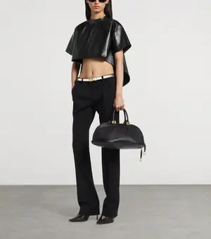 Balenciaga Leather Train-detail Crop Top
