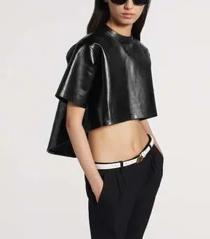 Balenciaga Leather Train-detail Crop Top
