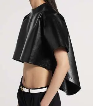 Balenciaga Leather Train-detail Crop Top
