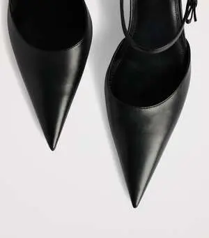 Balenciaga Leather Avenue Bow Slingback Pumps 70 - Black
