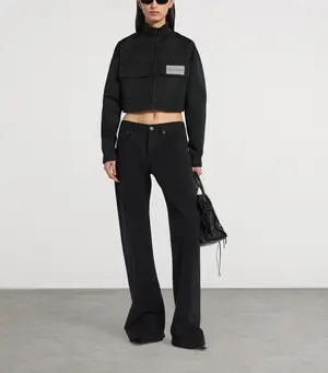 Balenciaga Technical Faille Cropped Track Jacket - Black