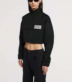 Balenciaga Technical Faille Cropped Track Jacket - Black