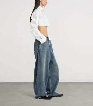 Balenciaga Cotton-silk Cropped Shirt - White