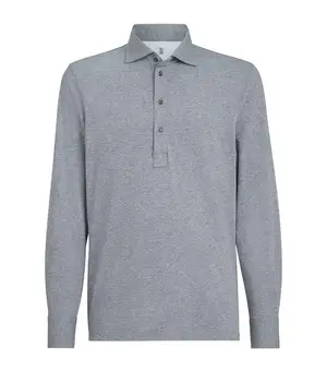 Brunello Cucinelli Cotton Jersey Polo Shirt - Grey