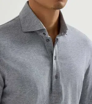 Brunello Cucinelli Cotton Jersey Polo Shirt - Grey
