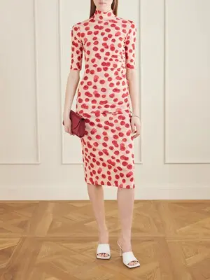 Stella McCartney Printed Mesh Midi Skirt - Orange
