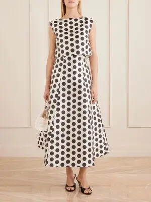 DESTREE Richard Cropped Polka-dot Satin Top - Black