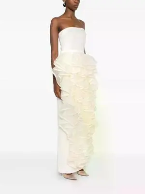 Viktor & Rolf Strapless Maxi Dress With Ruffle Detail - Neutrals