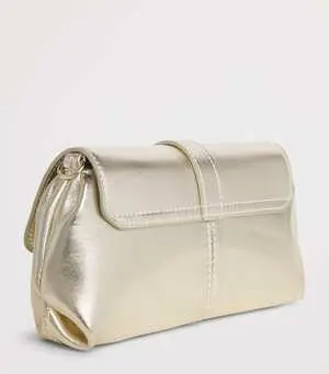 Maje Metallic Leather Miss M Clutch Bag - Blue