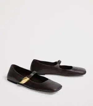 Bottega Veneta Charlotte Leather Ballet Flats - Brown