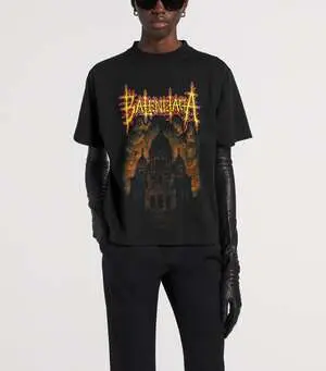 Balenciaga Cotton Sacré Cœur T-shirt - Black