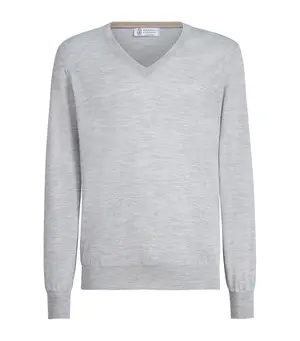 Brunello Cucinelli Cashmere-silk V-neck Sweater