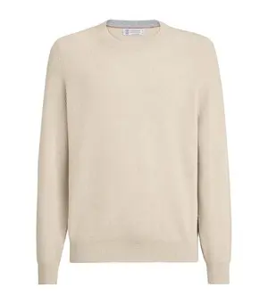 Brunello Cucinelli Cashmere Ribbed Sweater - Beige