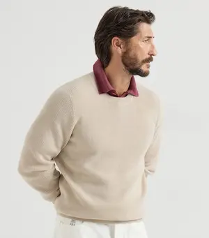 Brunello Cucinelli Cashmere Ribbed Sweater - Beige