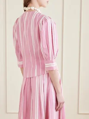DESTREE Jasper Striped Cotton And Linen-blend Blouse