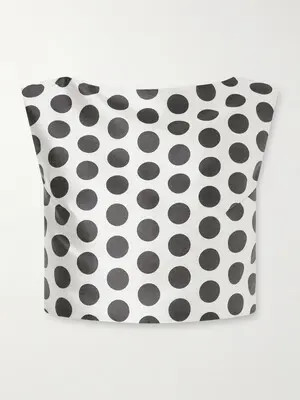 DESTREE Richard Cropped Polka-dot Satin Top - Black