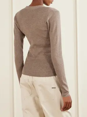 Brunello Cucinelli Metallic Ribbed-knit Cardigan